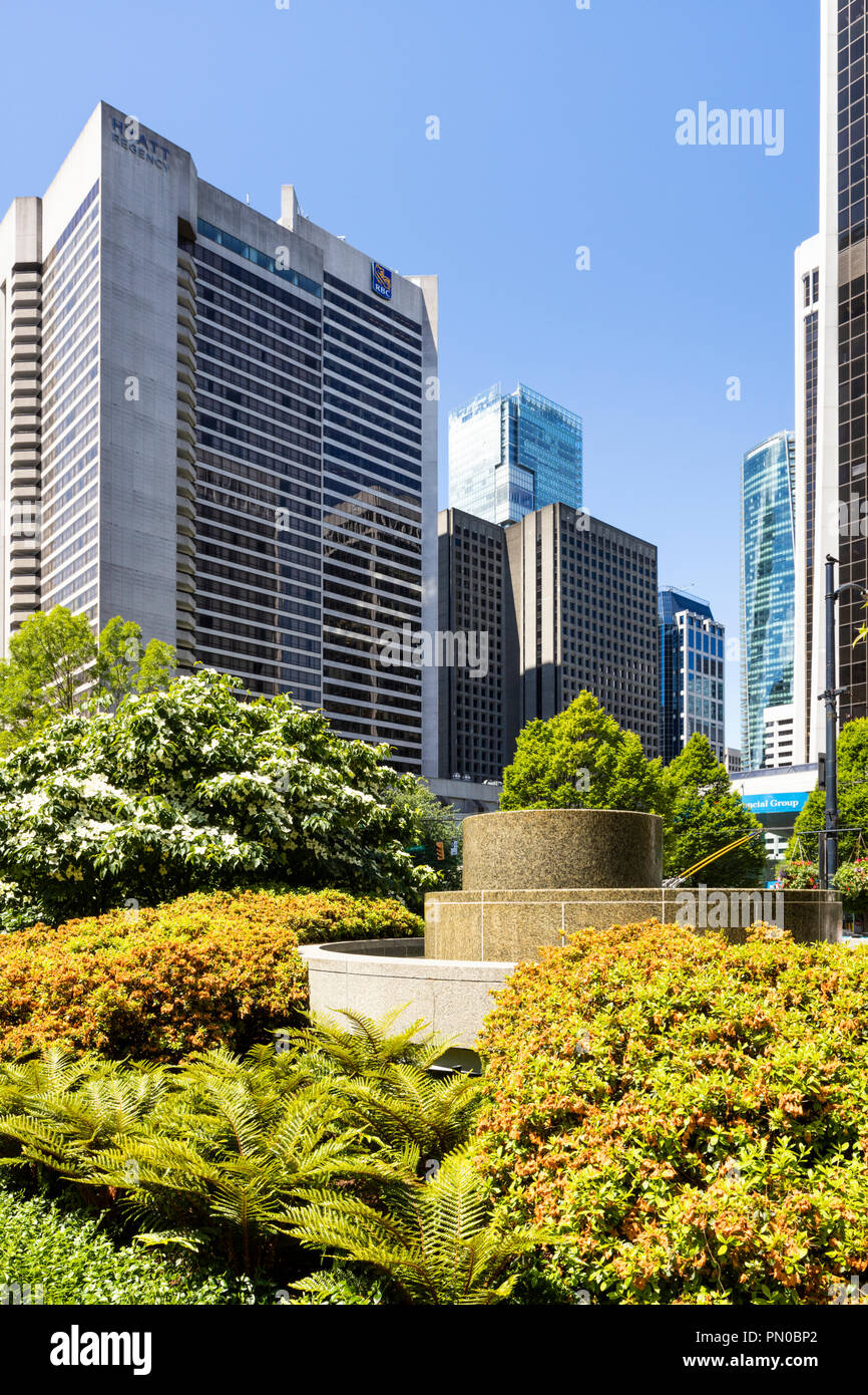 High rise modern architecture in Burrard Street in downtown Vancouver ...