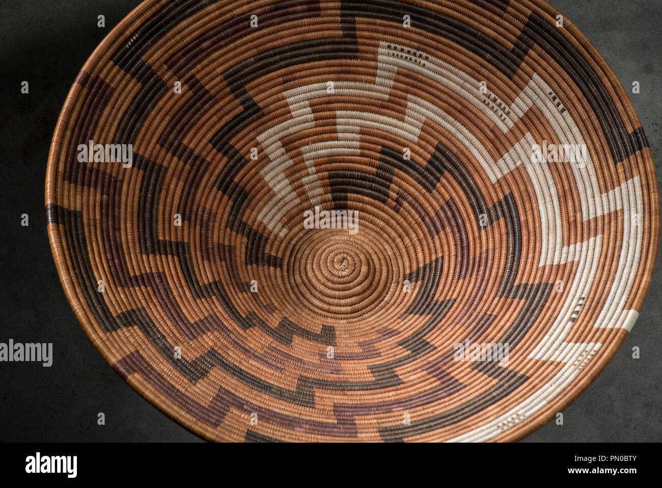 Botswana Basket, traditional pattern woven from palm leaves Stock Photo ...