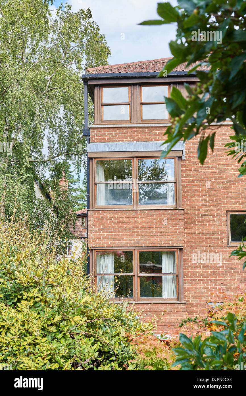 Brick cladding on the concrete building of Robinson college, the newest ...