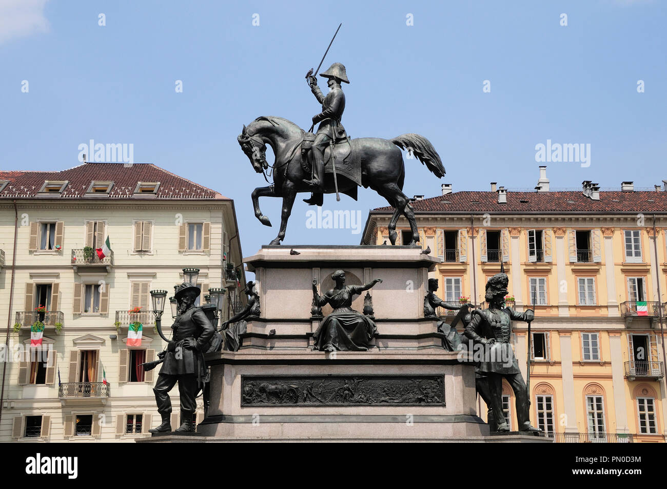 Italy, Piedmont, Turin, Monument to Carlo Alberto, Piazza Carlo Alberto ...