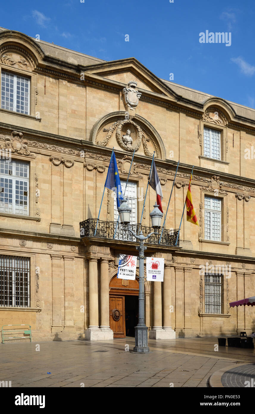Town Hall or City Hall and Town Square Aix-en-Provence Provence France ...