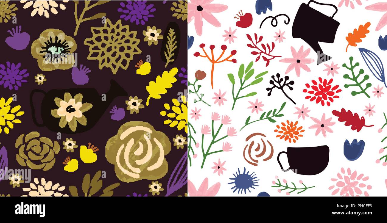 Vector hand drawn floral pattern, delicate flowers Stock Vector Image ...