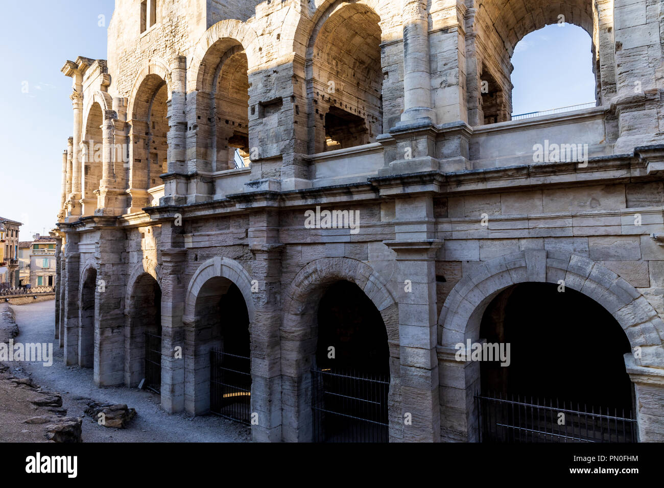 beautiful famous ancient Arles Amphitheatre, provence, france Stock ...