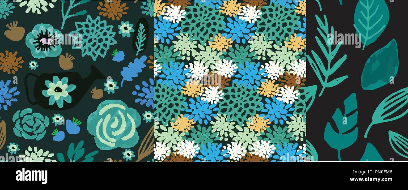 Vector hand drawn floral pattern, delicate flowers Stock Vector Image ...