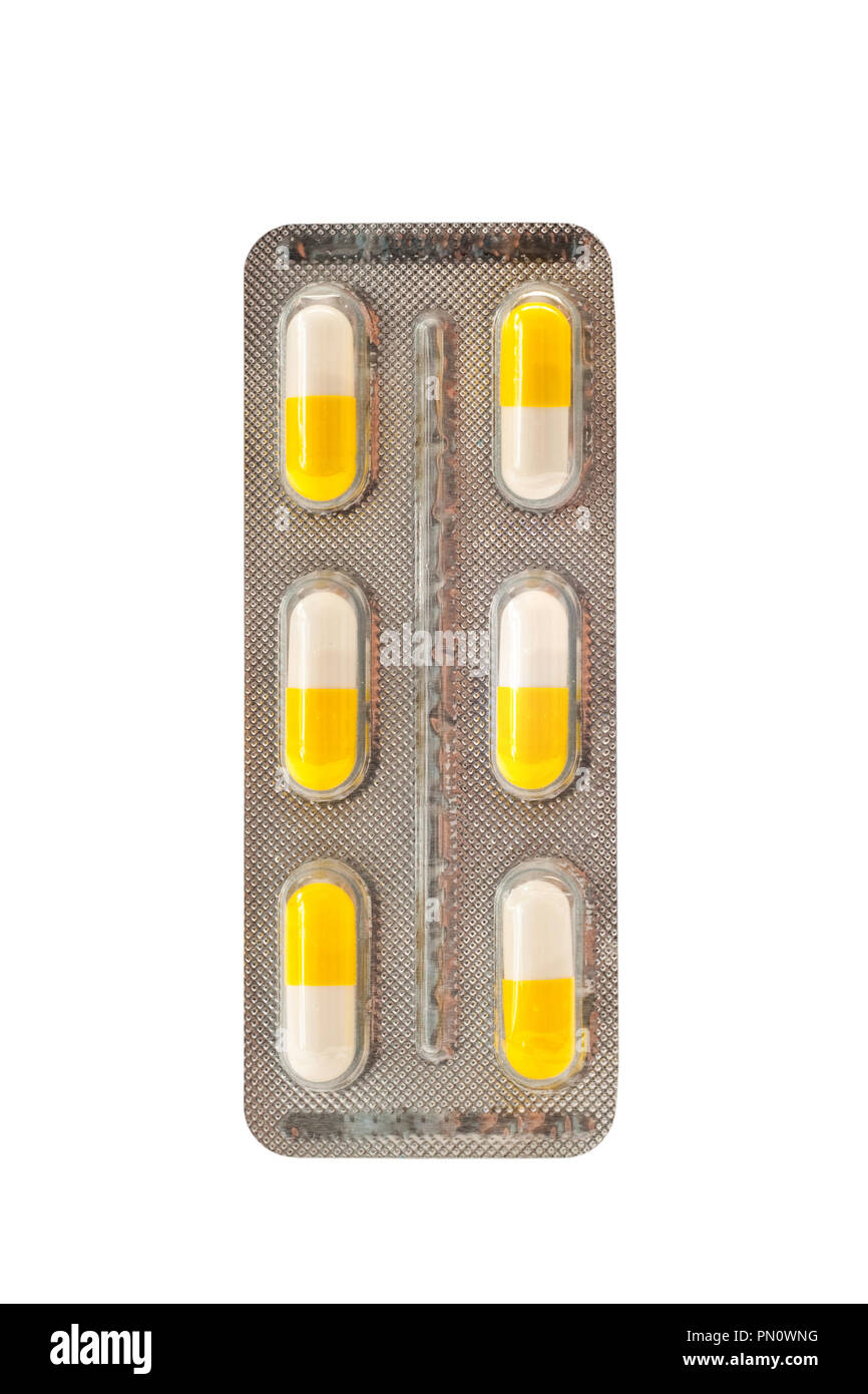 pill package isolated on white background Stock Photo - Alamy