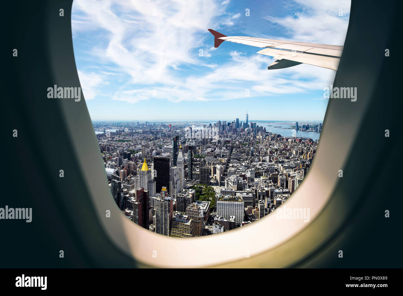 View manhattan from airplane hi-res stock photography and images - Alamy