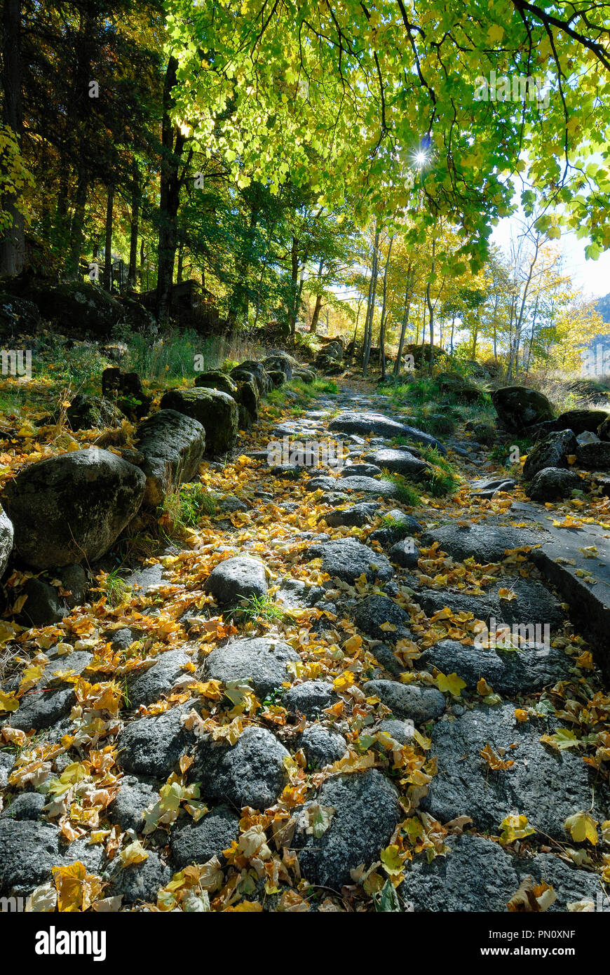 Medieval footpath in Manteigas. Serra da Estrela Nature Park, Portugal ...