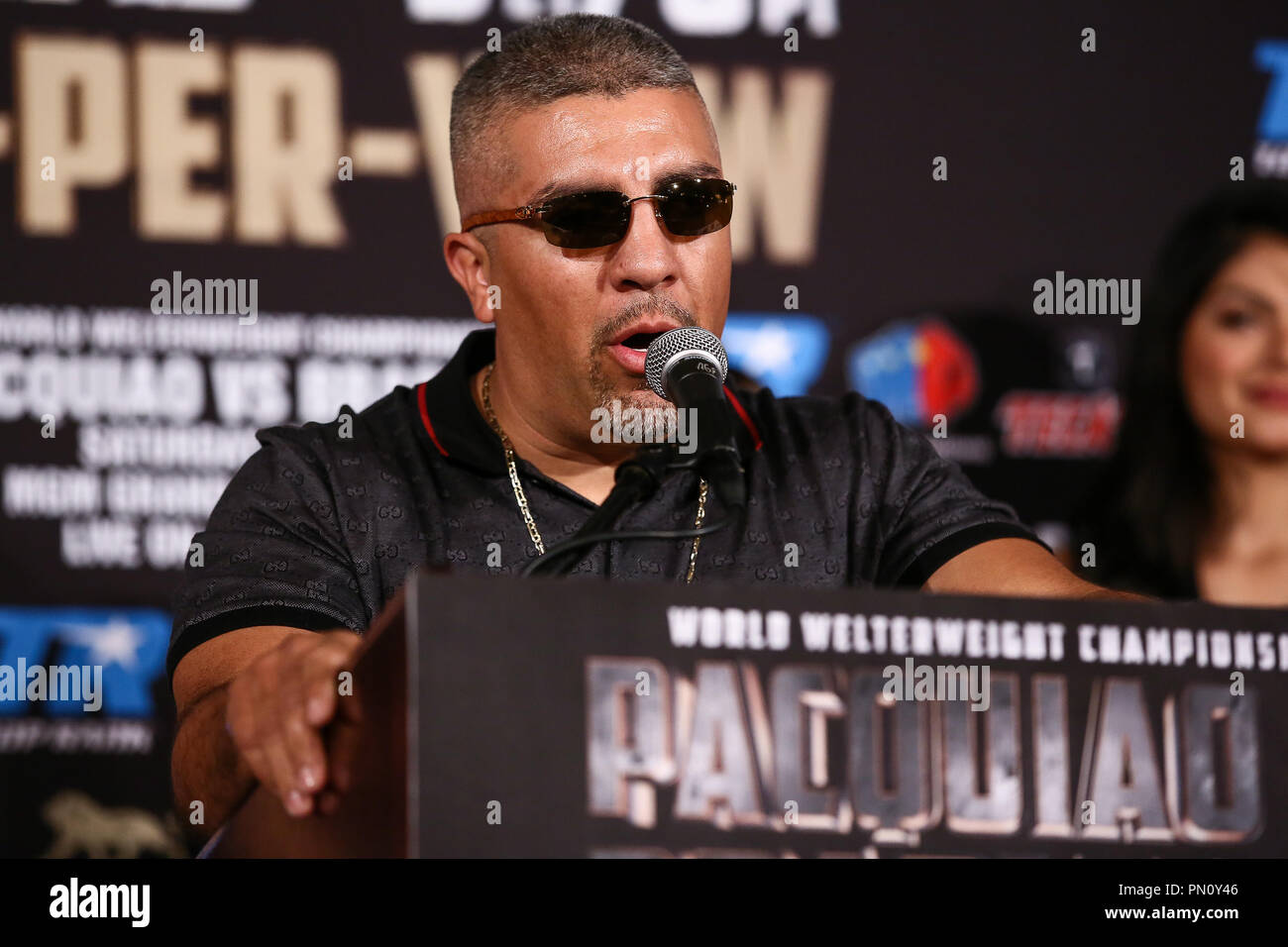 Joel Diaz attend a press conference ahead of the WBO welterweight championship rematch between ...