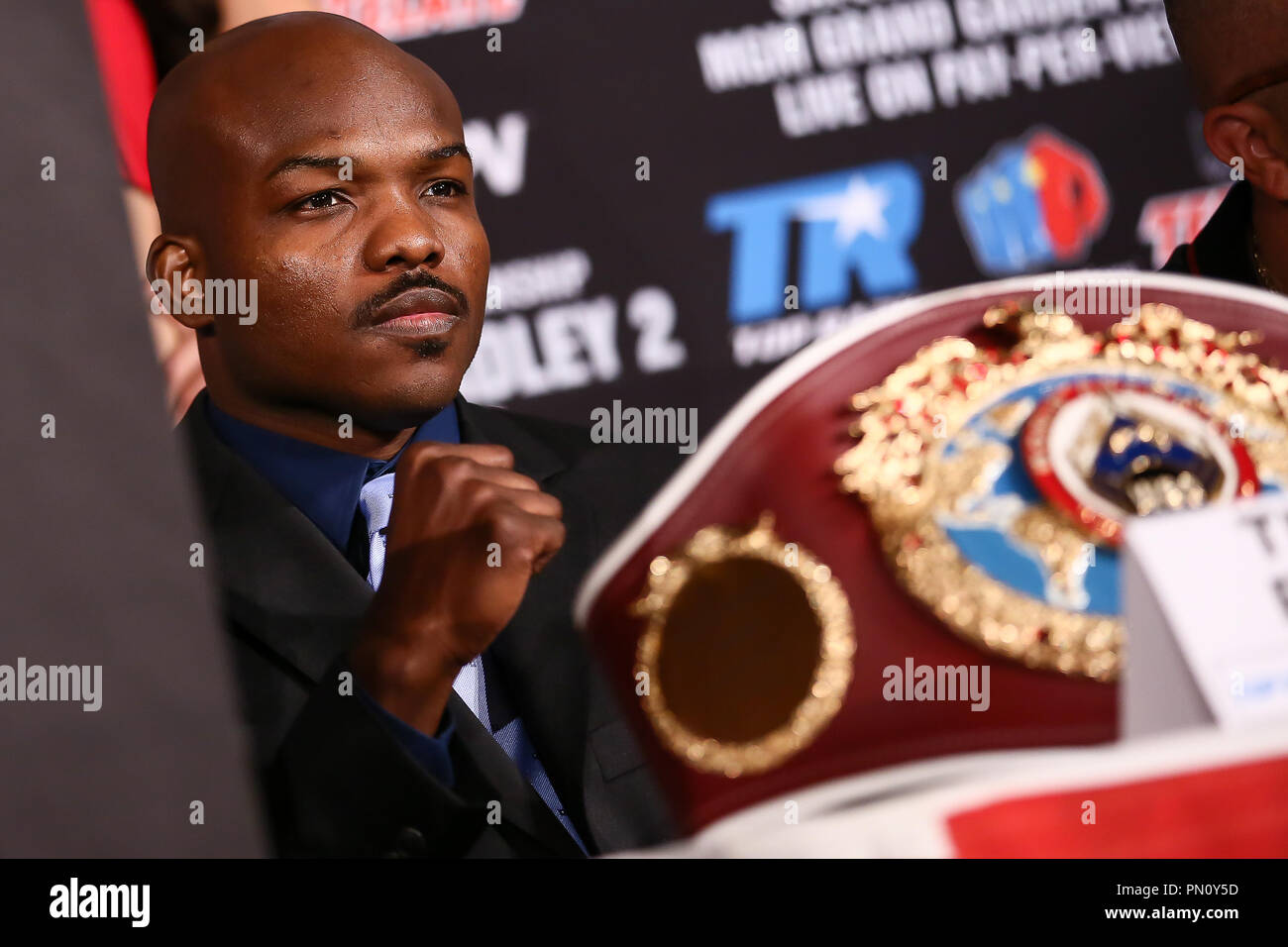 Timothy Bradley attend a press conference ahead of the WBO welterweight ...