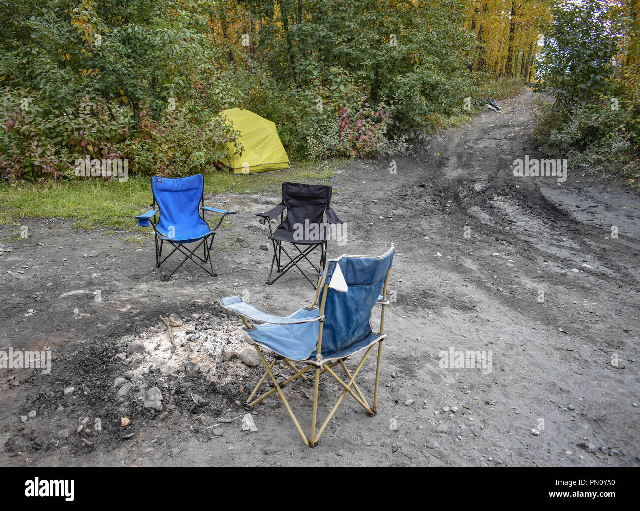 The end of the camping season in Alaska. We sit around a campfire at ...