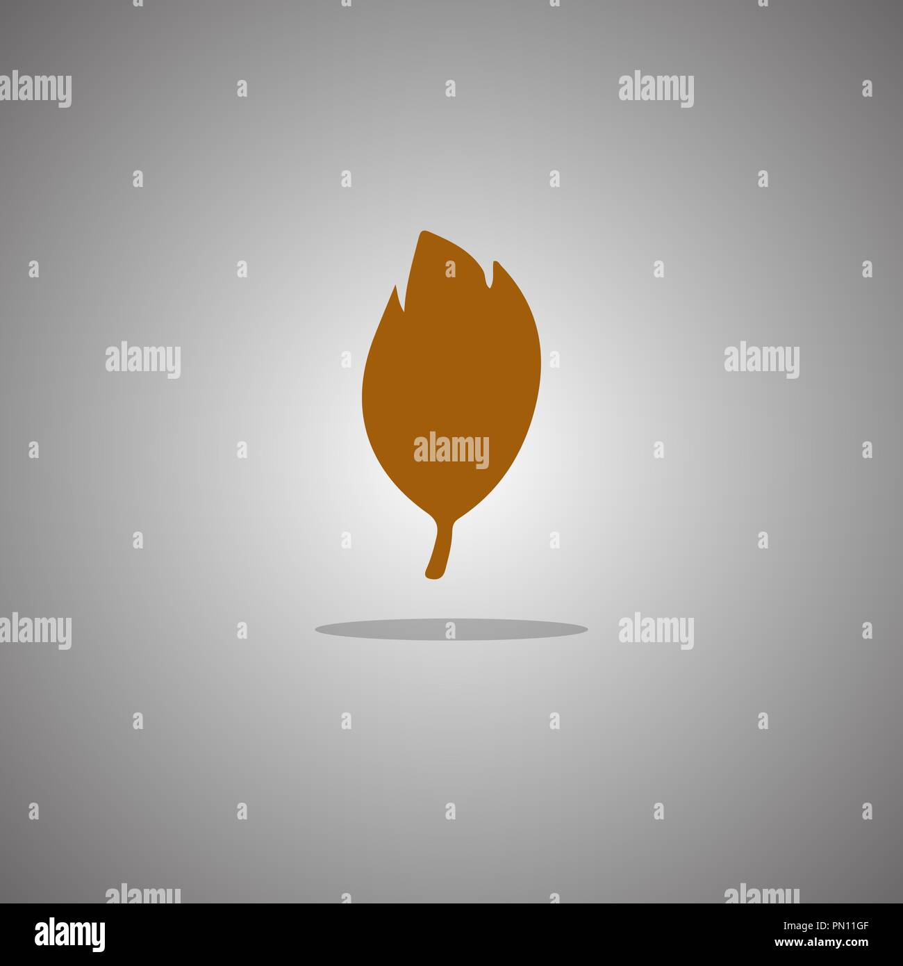 Brown leaf. Vector illustration. Gray background with gradient Stock ...