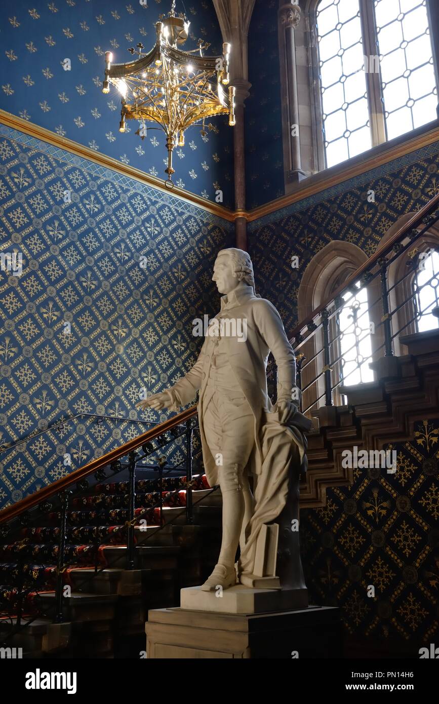 The Adam Smith statue / sculpture in the period staircase of the ...