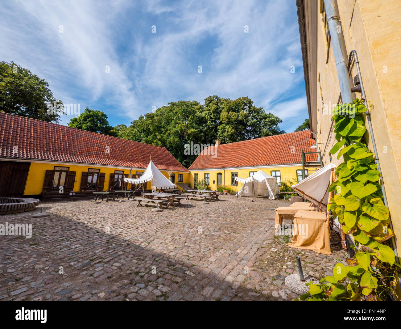 Courtyard, Mons Museum, and Stege Gate, Stege, Mons Island, Denmark ...