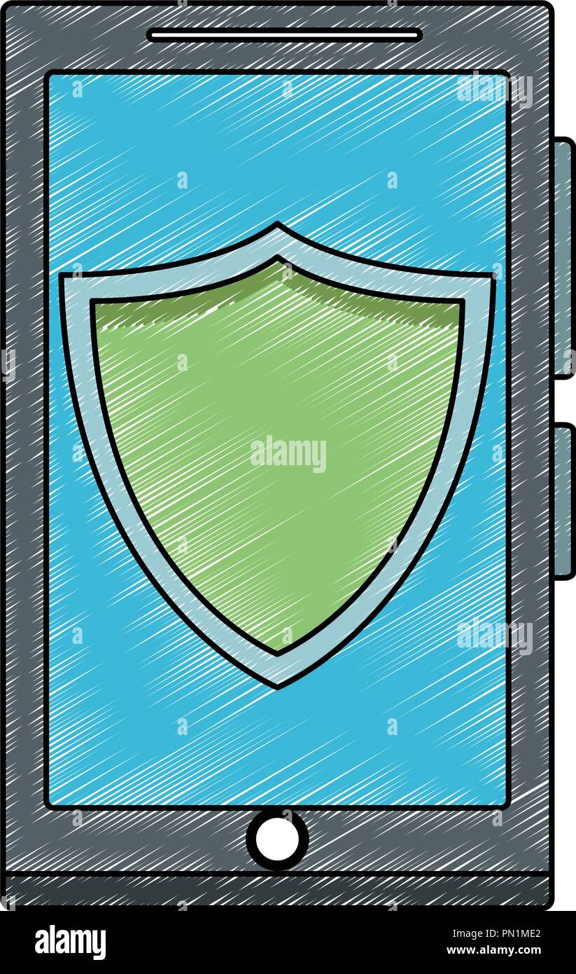 Smartphone with security system scribble Stock Vector Image & Art - Alamy