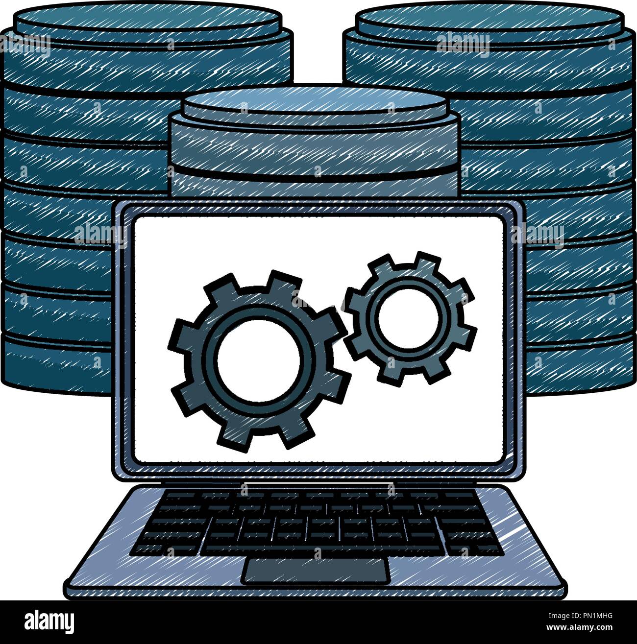 Laptop with cloud computing scribble Stock Vector Image & Art - Alamy