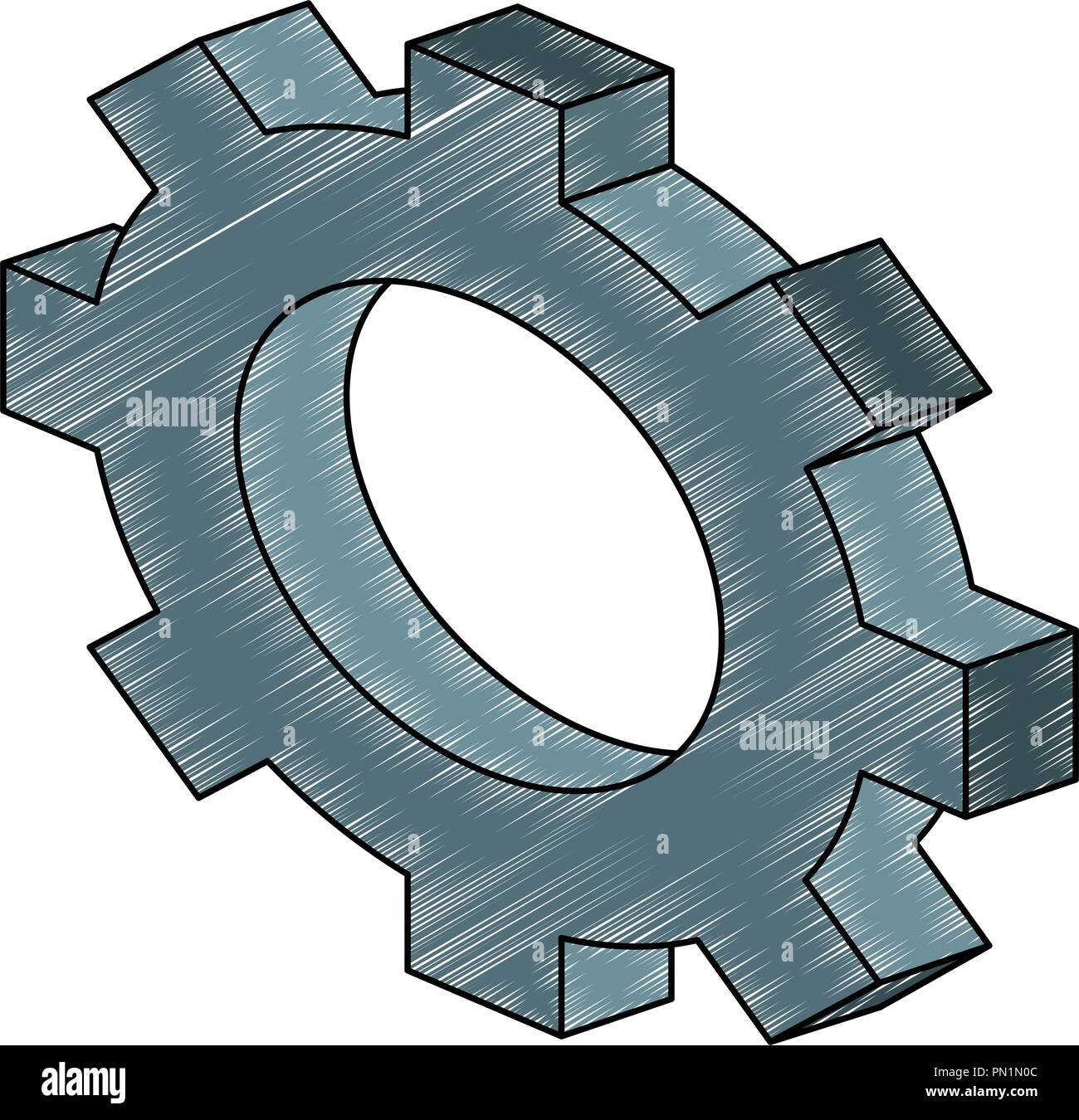 Gear isometric symbol scribble Stock Vector Image & Art - Alamy