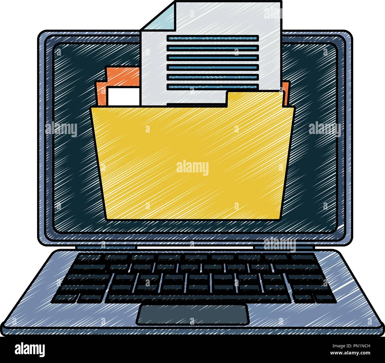 Folder on laptop screen scribble Stock Vector Image & Art - Alamy