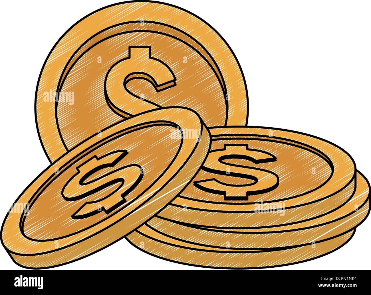 Coins stacked isolated scribble Stock Vector Image & Art - Alamy