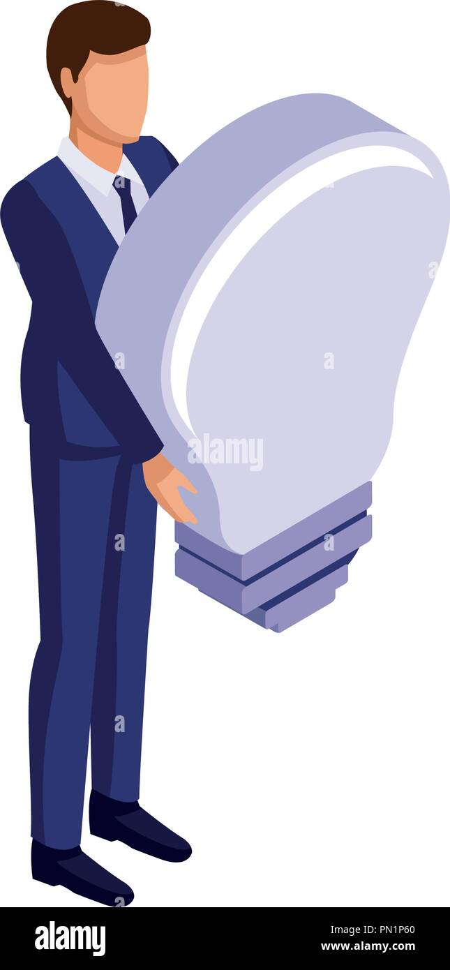 Business with bulb isometric Stock Vector Image & Art - Alamy