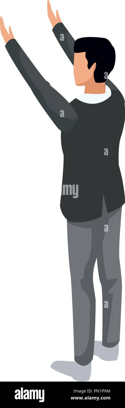 Businessman back with hands up Stock Vector Image & Art - Alamy