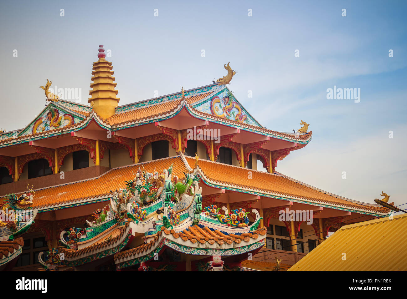 Beautiful architectural buildings at Wihan Thep Sathit Phra Kitti ...