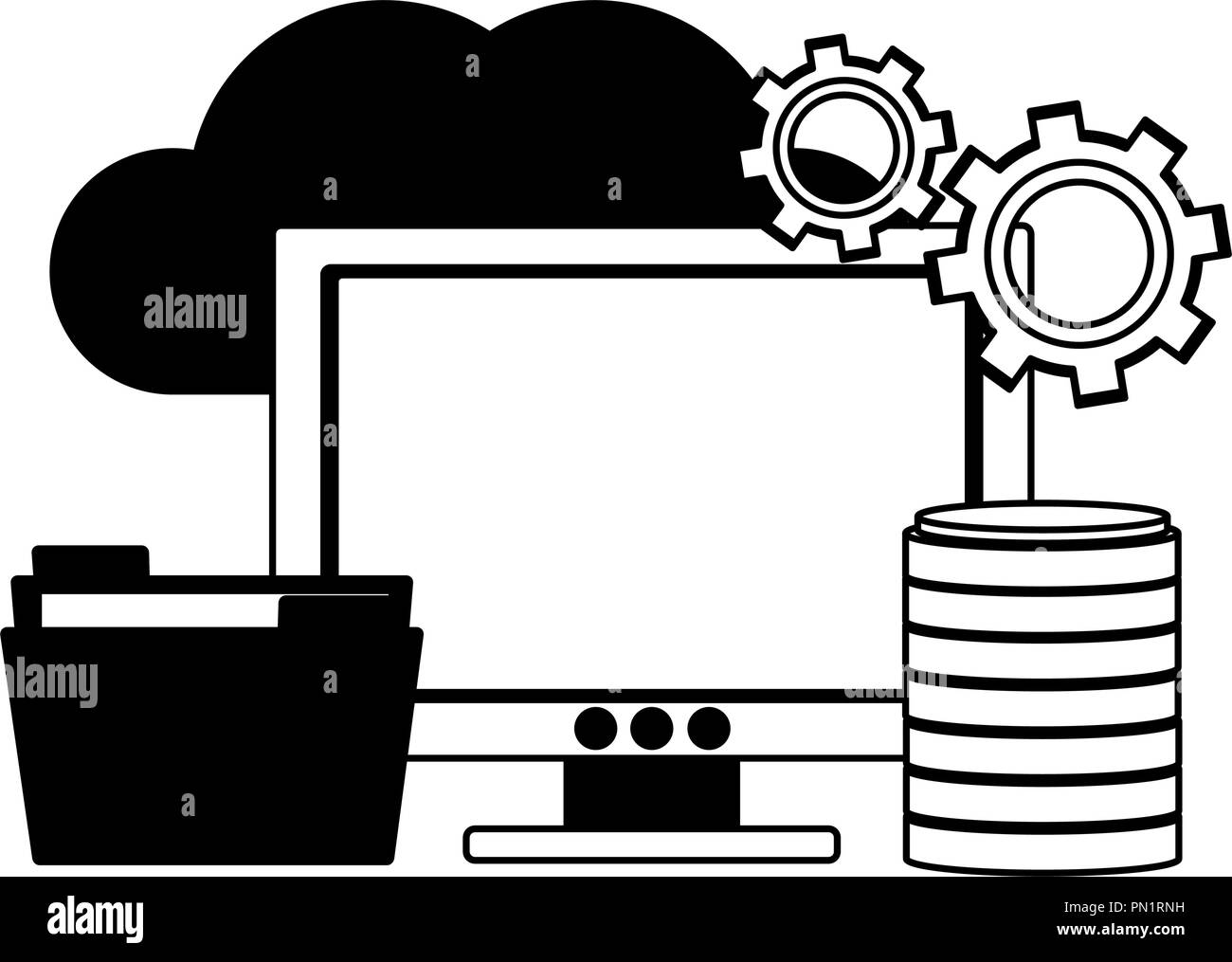 Folder icon cloud in Black and White Stock Photos & Images - Alamy