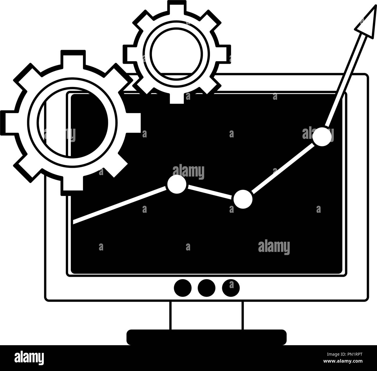 Statistics growing on computer in black and white Stock Vector Image ...