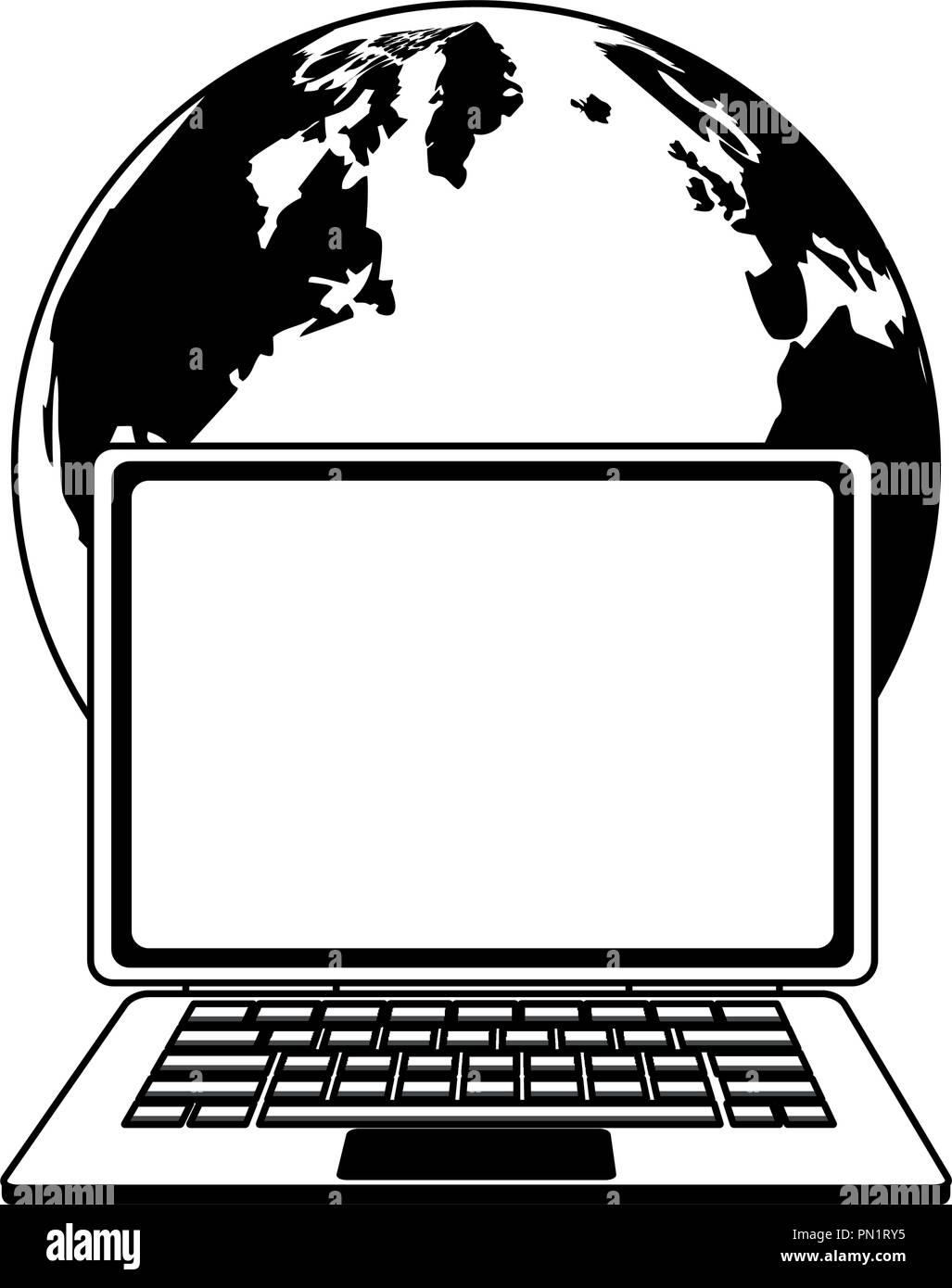 Laptop with magnifier Black and White Stock Photos & Images - Alamy