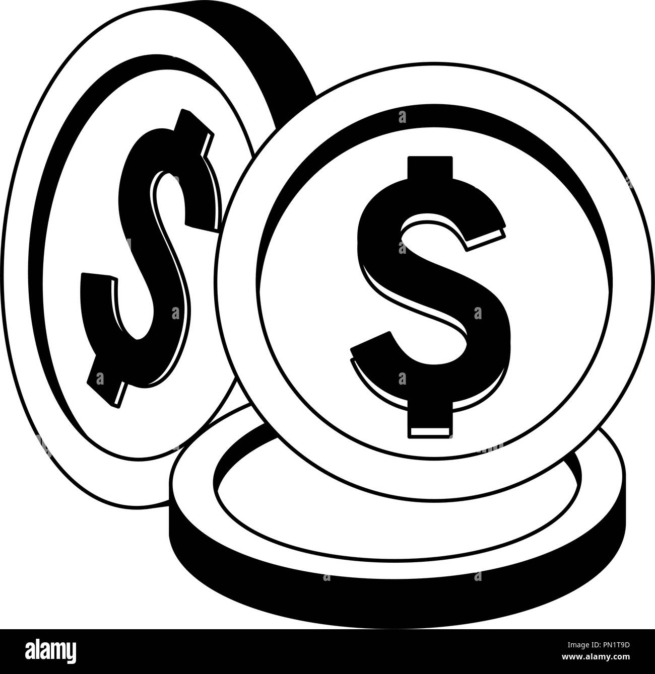 Coins stacked isolated in black and white Stock Vector Image & Art - Alamy