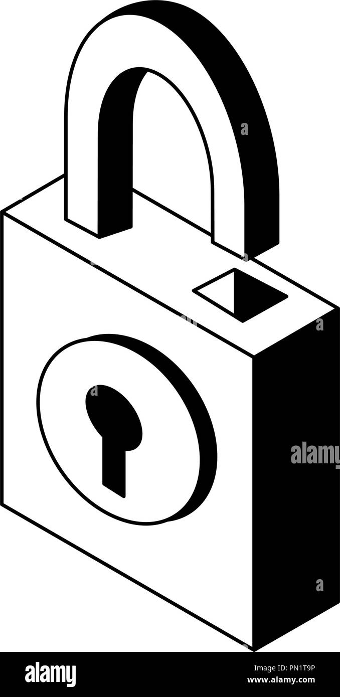 Padlock isometric symbol in black and white Stock Vector Image & Art ...