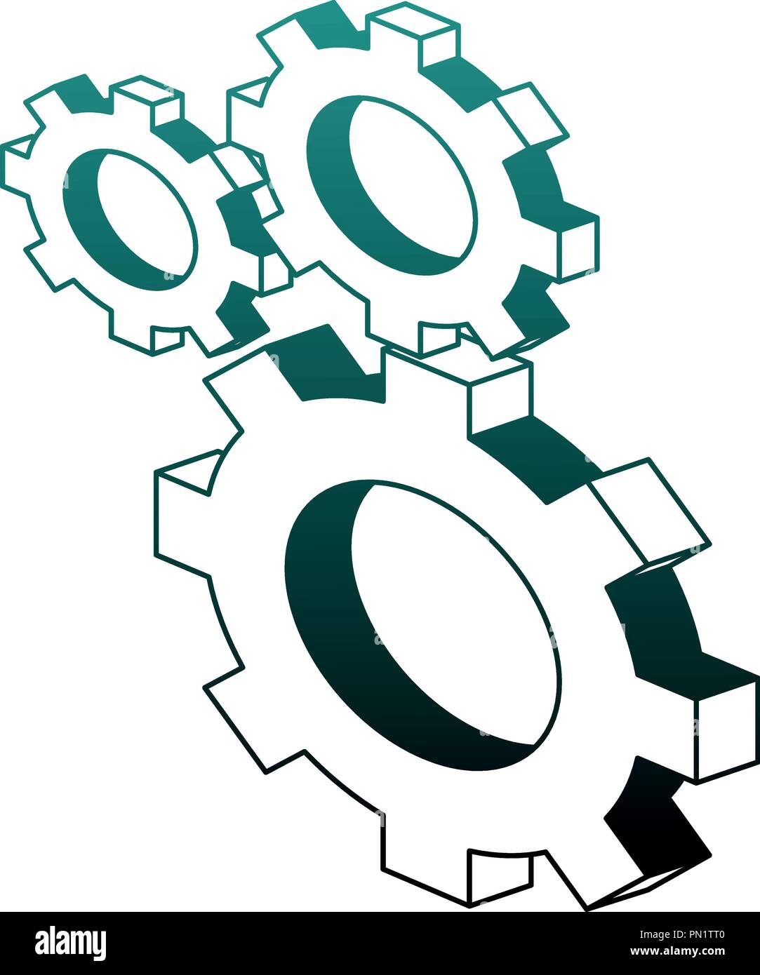 Gears isometric symbol blue lines Stock Vector Image & Art - Alamy