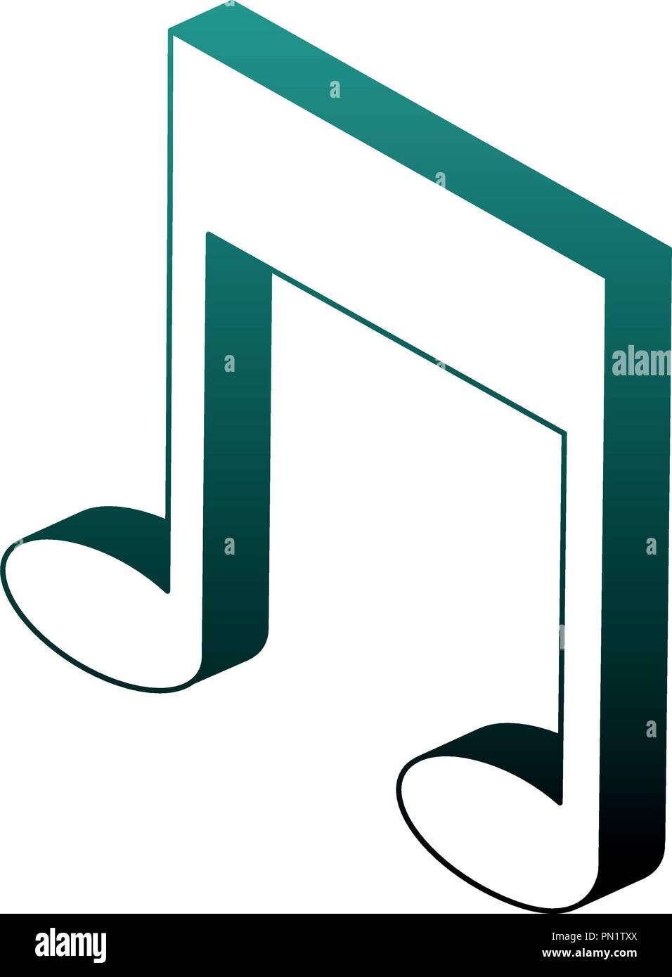 Music note isometric symbol blue lines Stock Vector Image & Art - Alamy