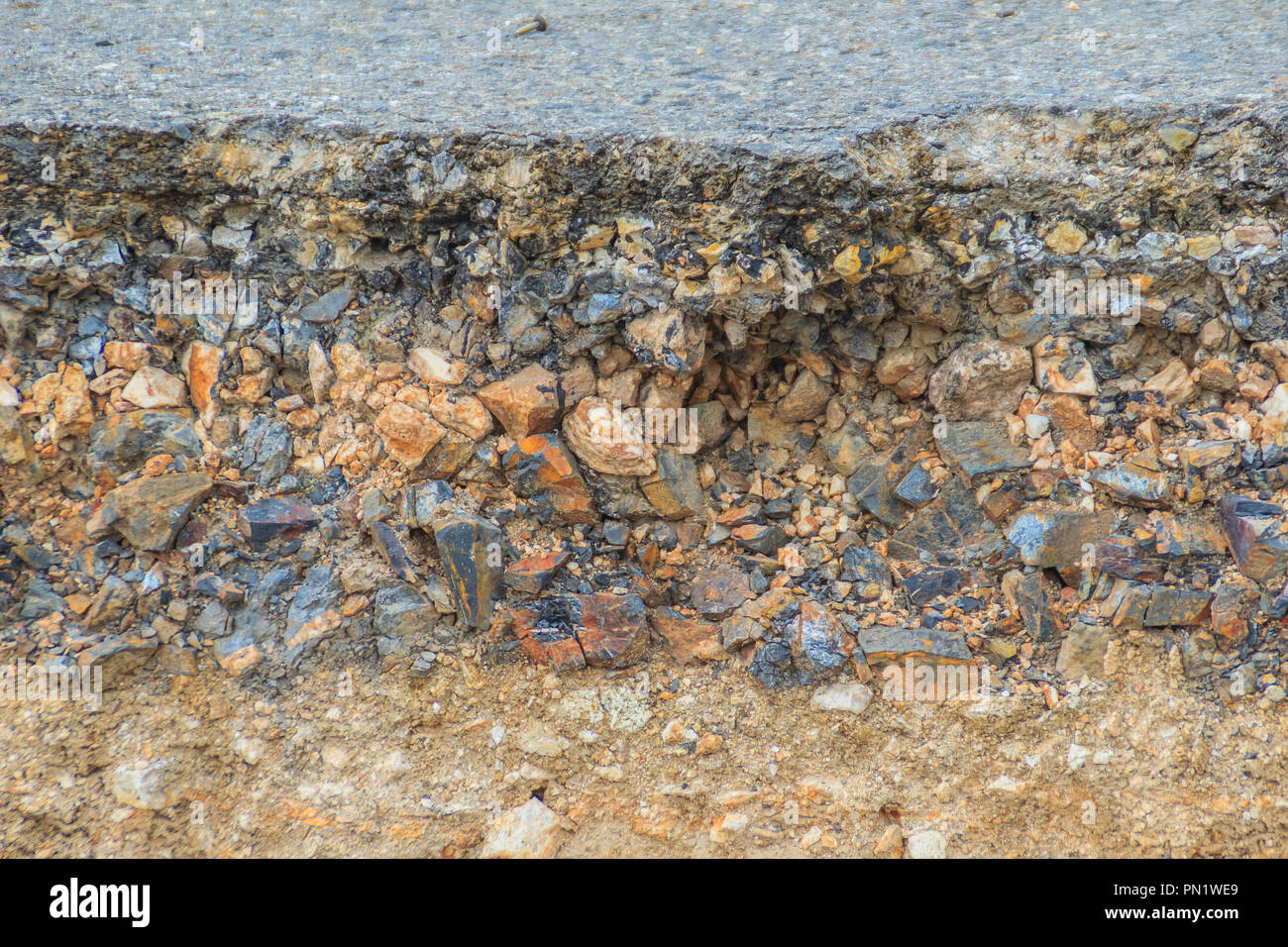 Layer of broken asphalt road hi-res stock photography and images - Alamy
