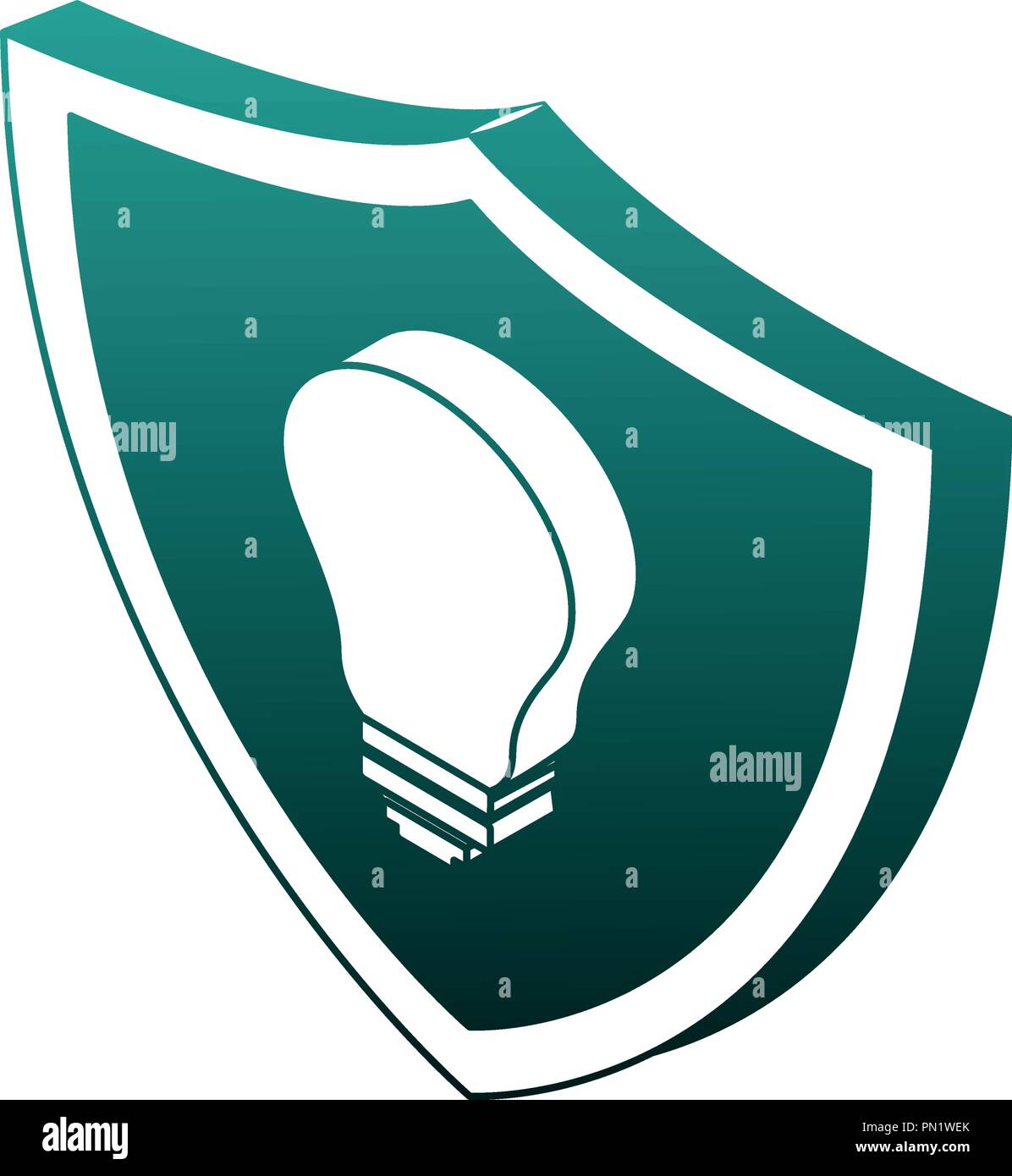 Bulb on shield isometric symbol blue lines Stock Vector Image & Art - Alamy