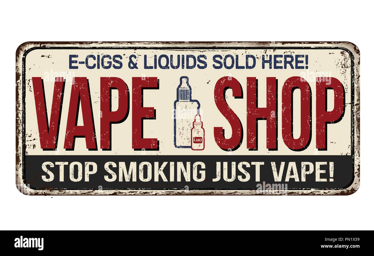 Vape shop vintage rusty metal sign on a white background, vector ...