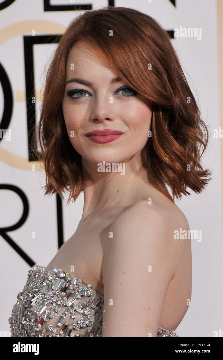 Emma Stone at the 72nd Annual Golden Globe Awards held at The Beverly ...
