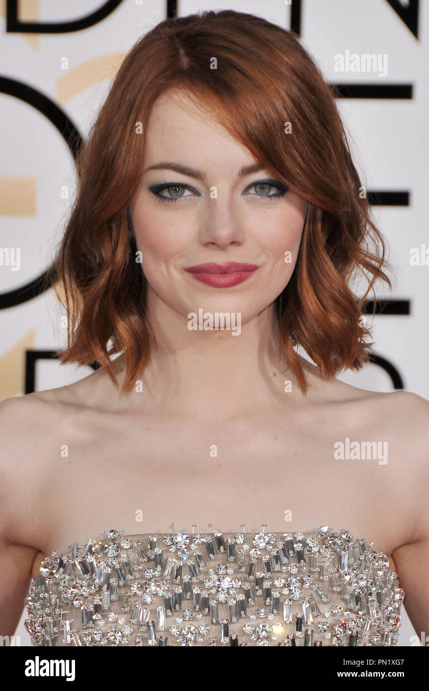 Emma Stone at the 72nd Annual Golden Globe Awards held at The Beverly ...