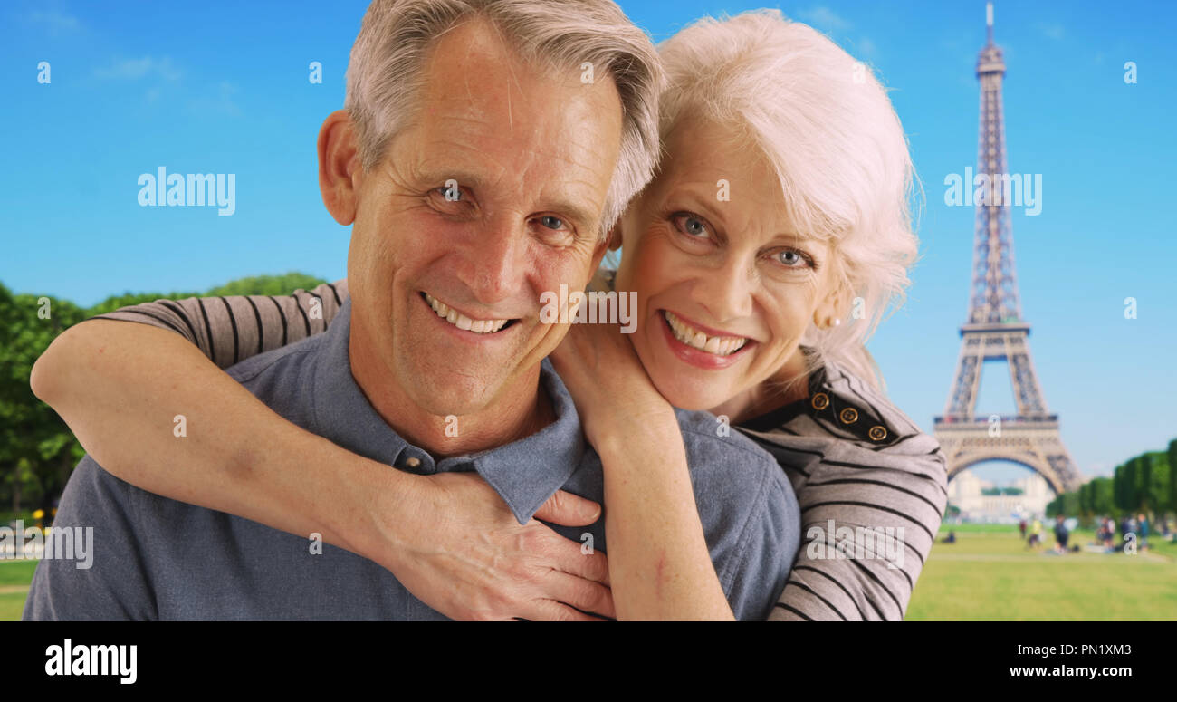 Portrait of happy retired couple in Paris Stock Photo - Alamy