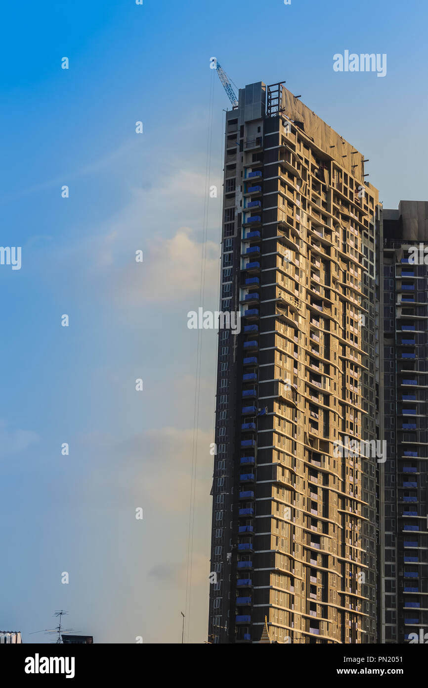 Large scale condominium construction site with the luffing jib tower ...