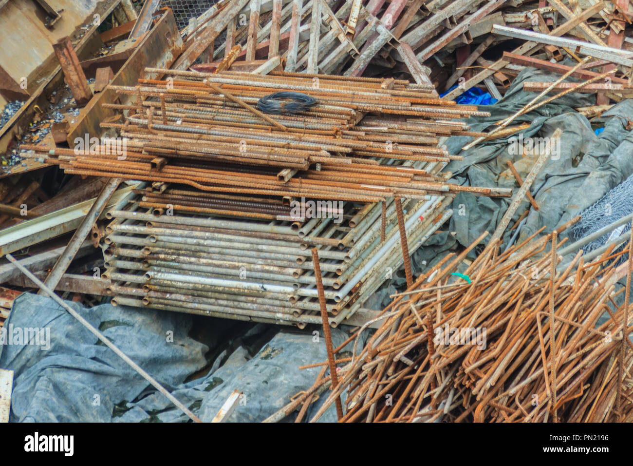 Steel bars scrap left over from construction site and can be sell as ...