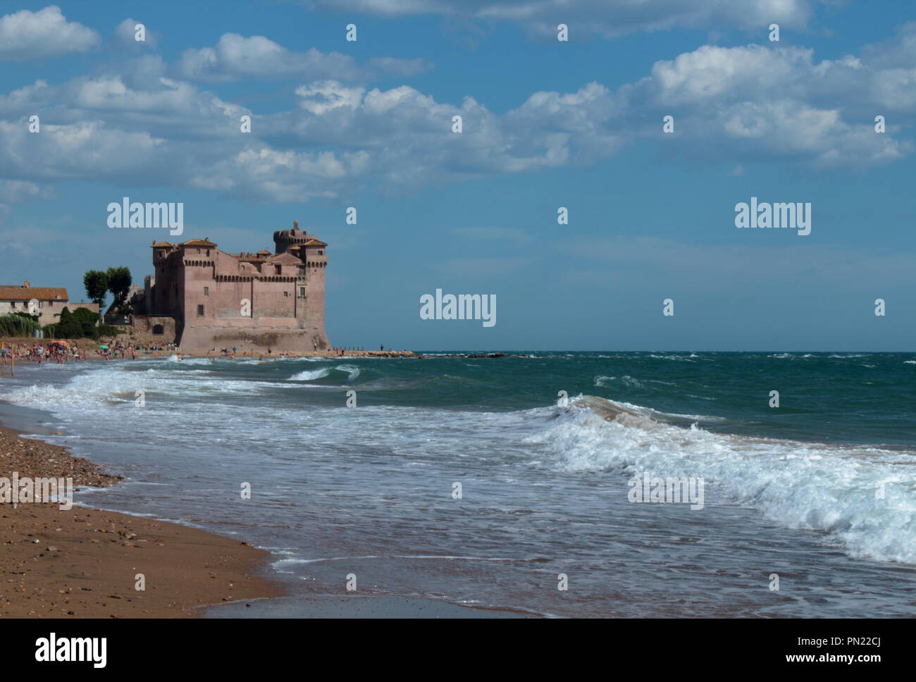 medieval castle of Santa Severa perched on the sea Stock Photo - Alamy