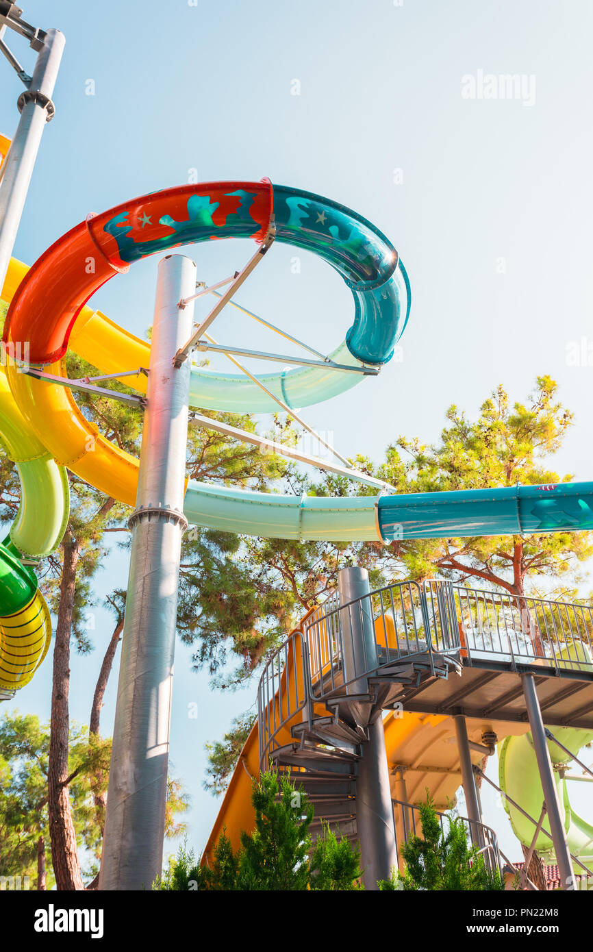 Water slides against the blue sky Stock Photo - Alamy