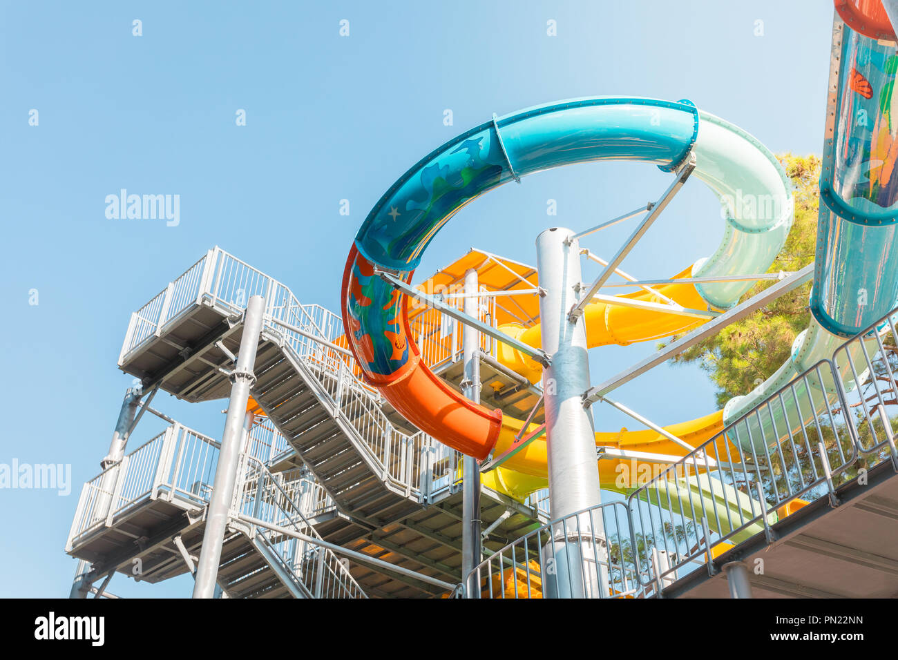 Water slides against the blue sky Stock Photo - Alamy