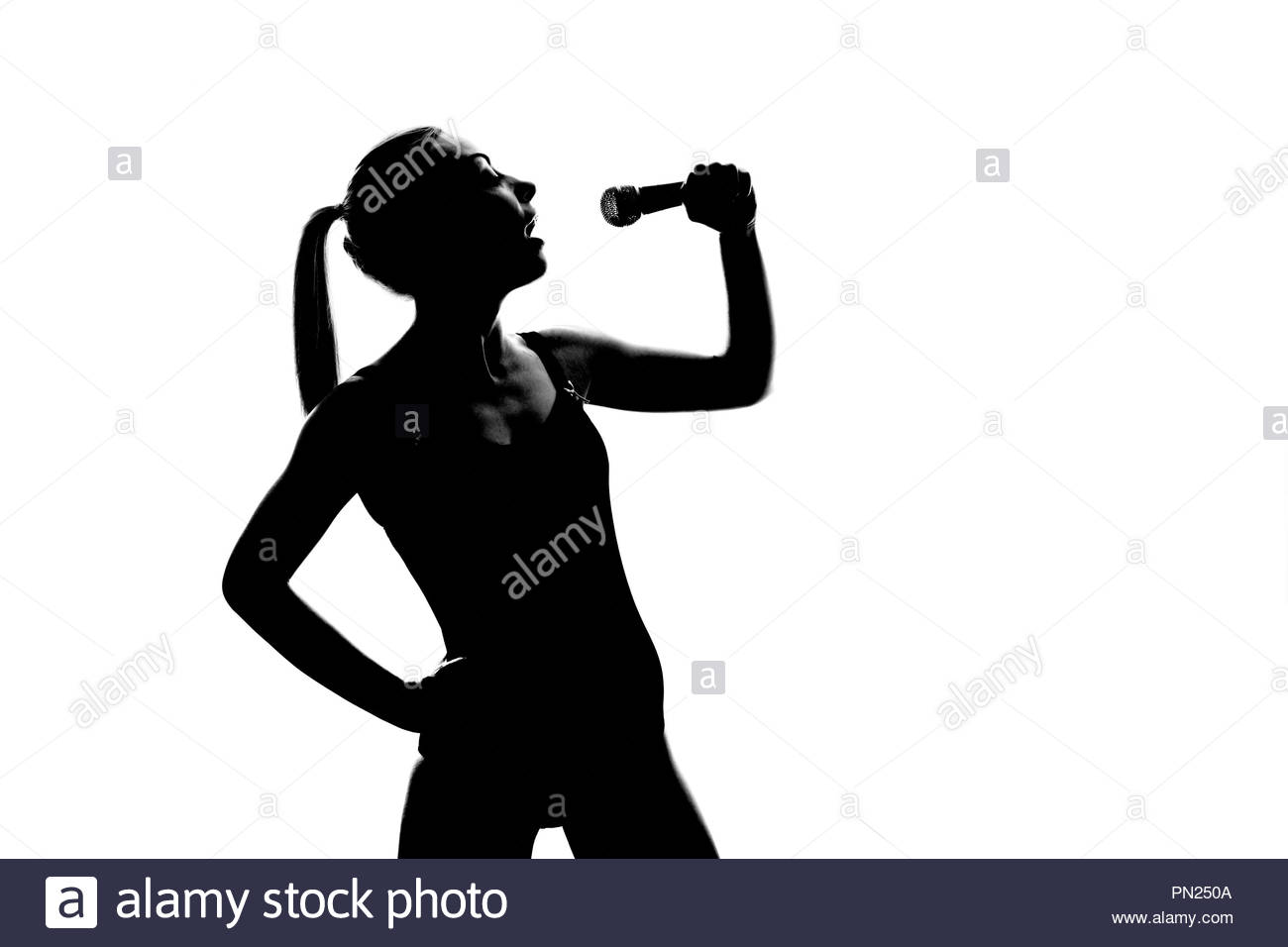 Vocalist singing microphone singer Black and White Stock Photos ...