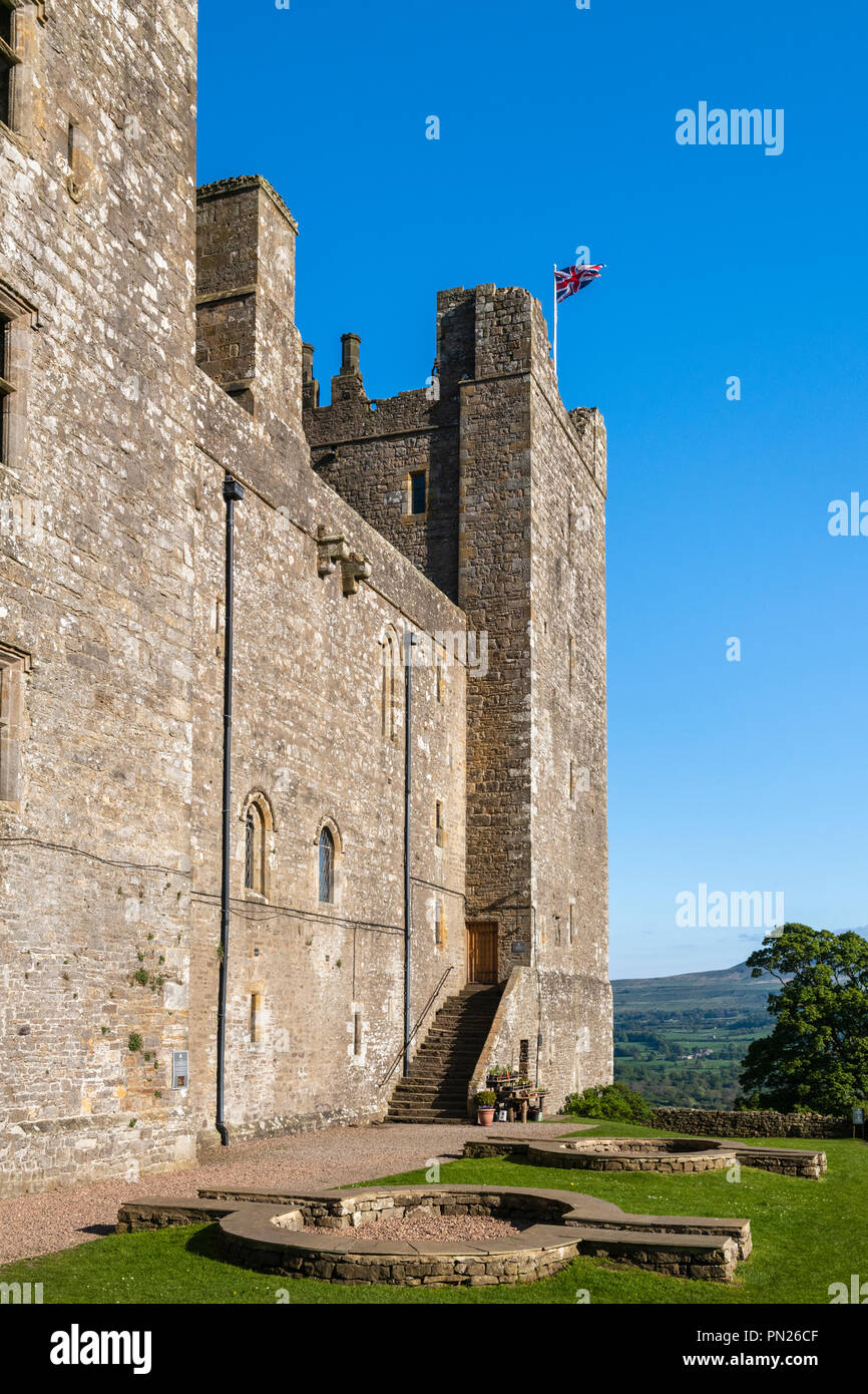 Impressive historic medieval castle with high towers in beautiful ...