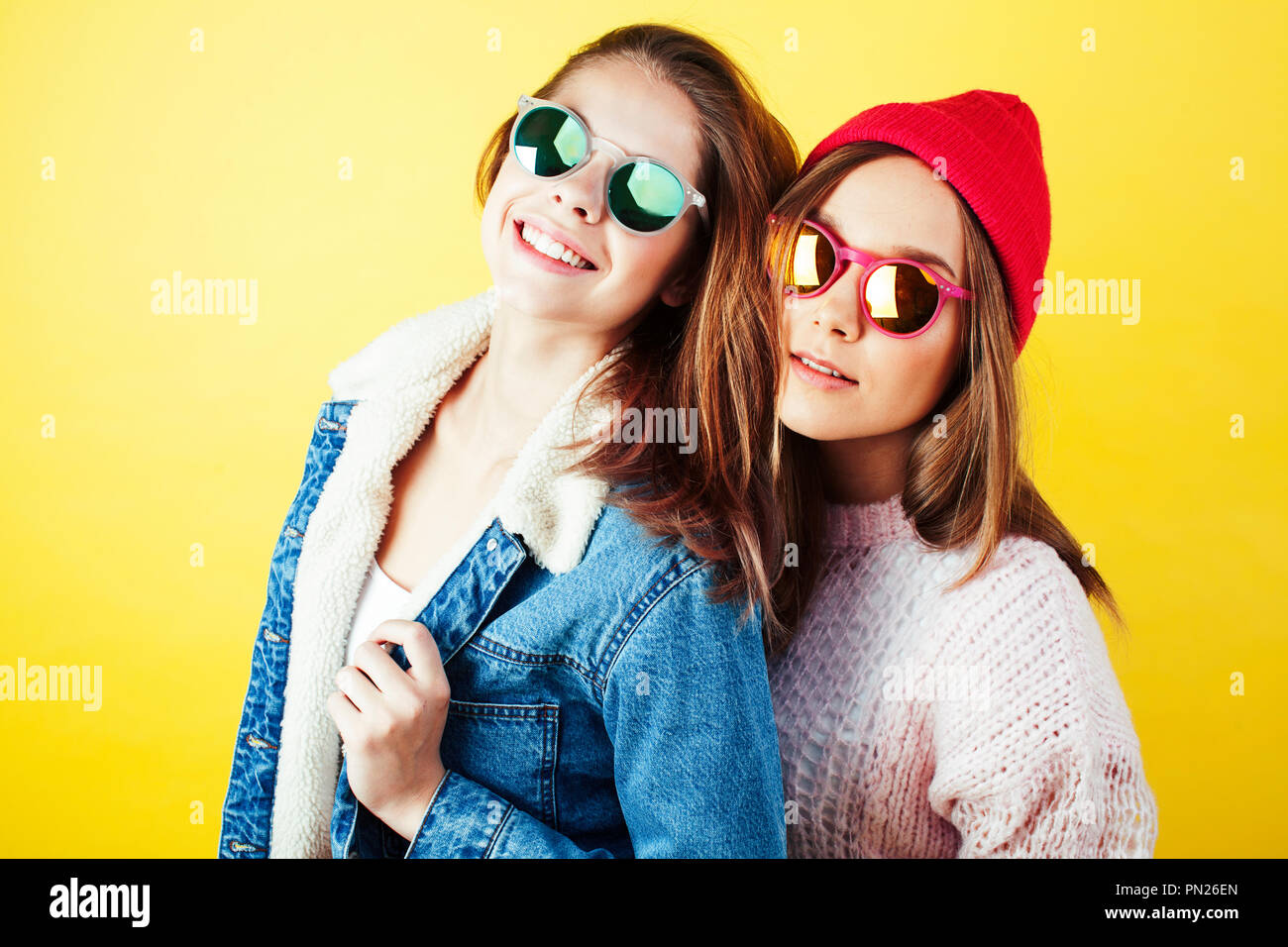 lifestyle people concept: two pretty young school teenage girls Stock ...