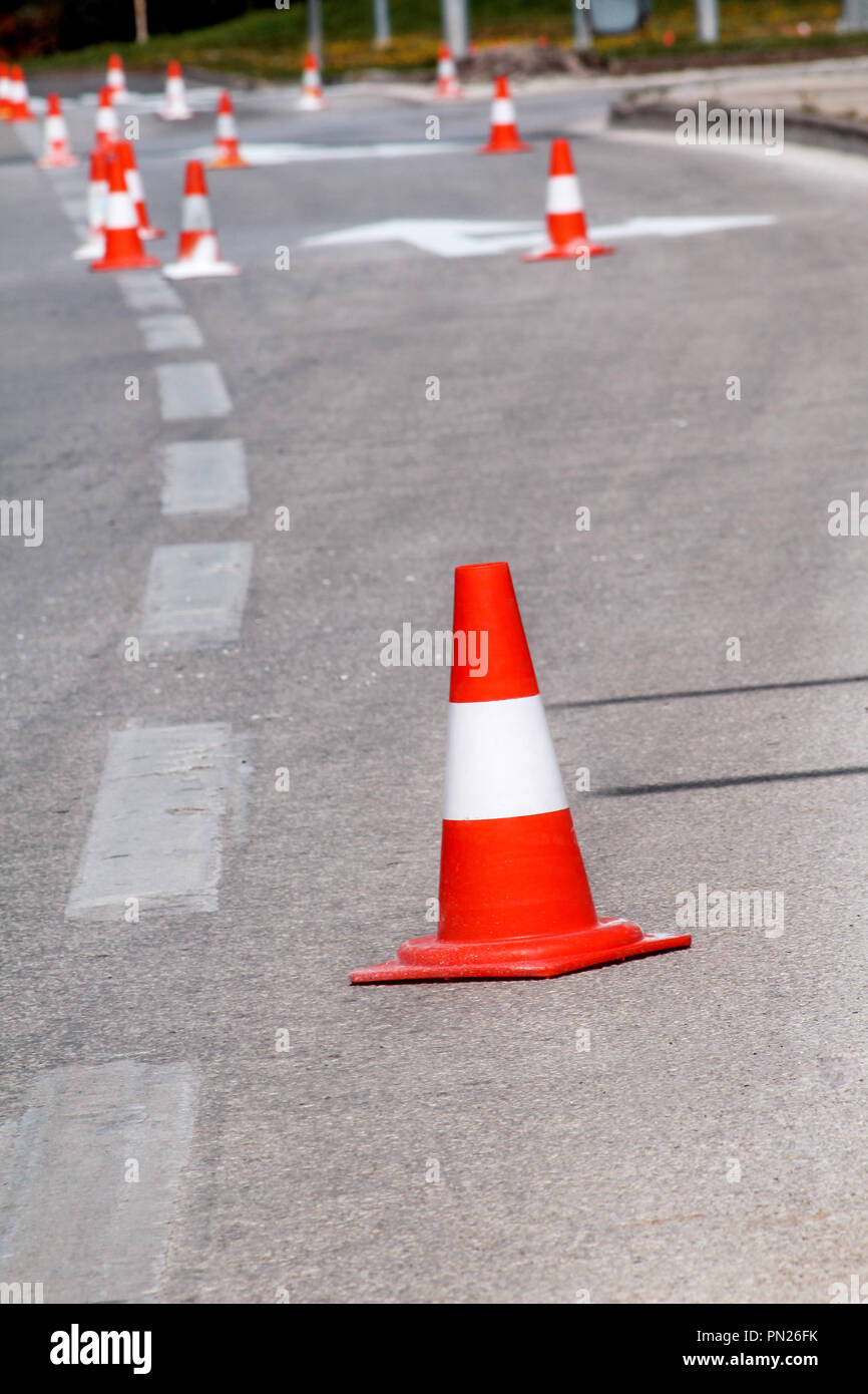 Work on the road. Street signs and road marking. Traffic signs for ...