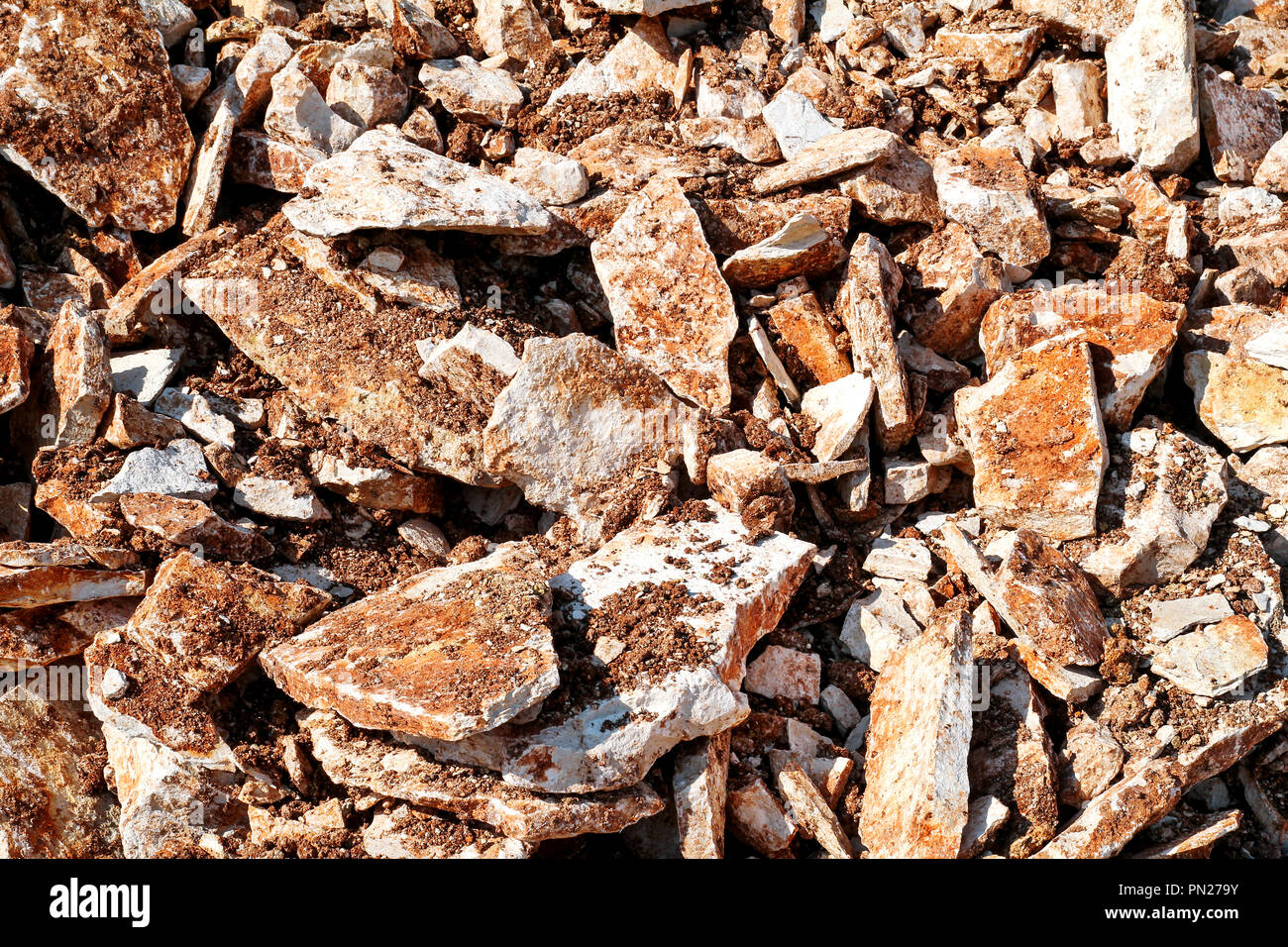 Part of a stone pile of rocks for construction and boulders piled ...