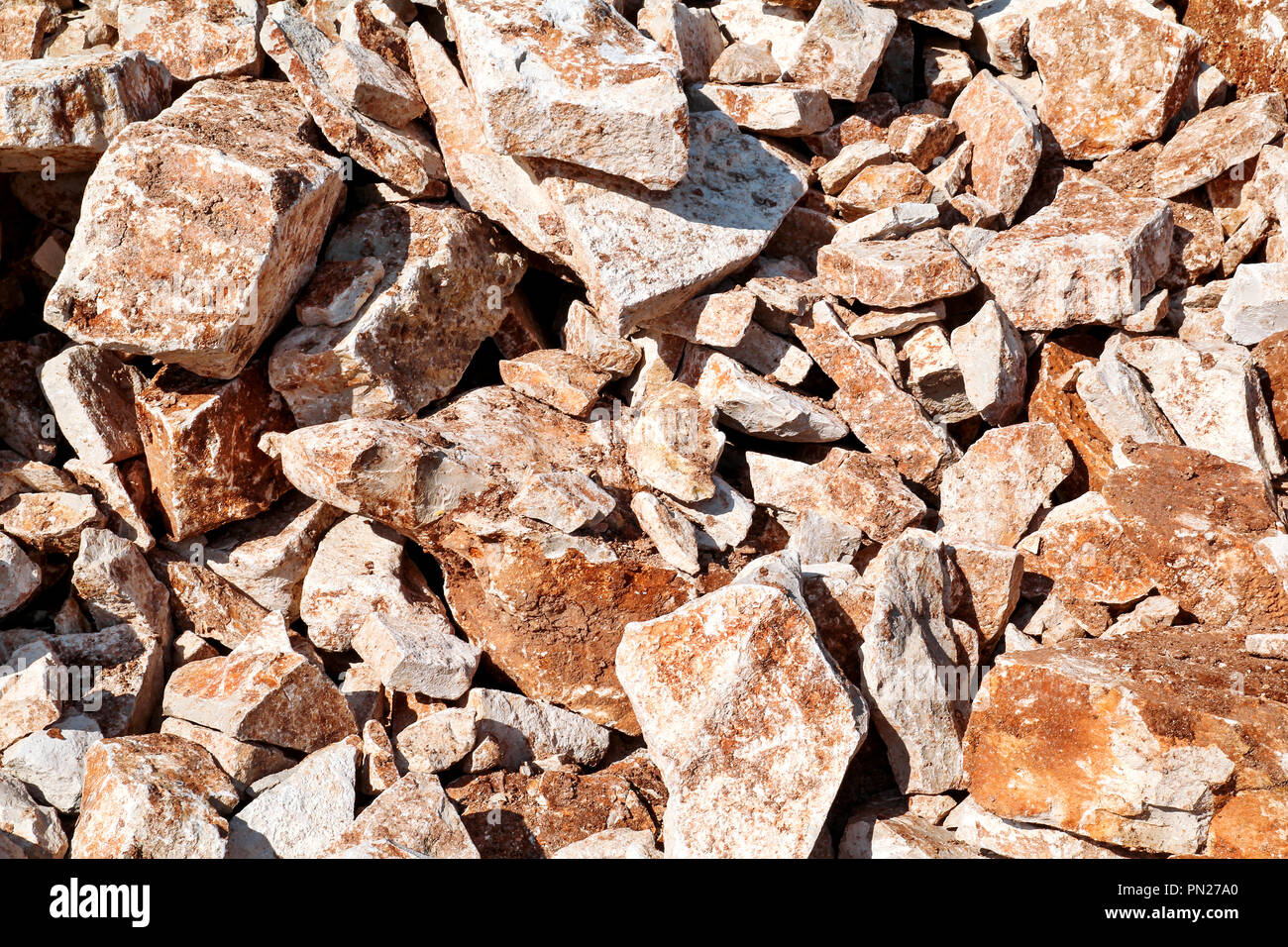 Part of a stone pile of rocks for construction and boulders piled ...