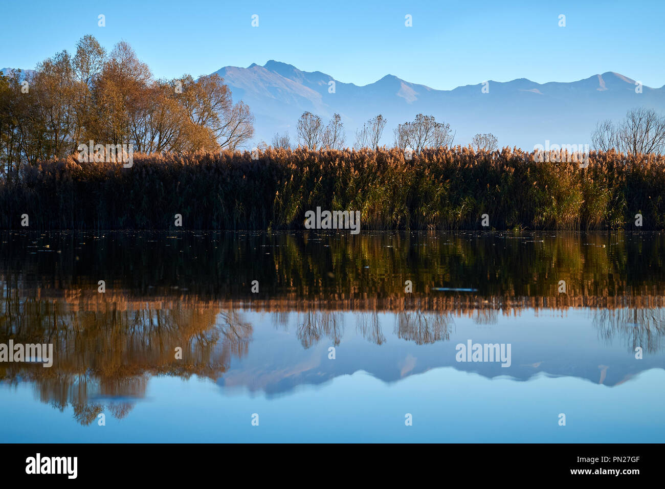 Beautiful autumn landscape with mountains and river reflection Stock ...